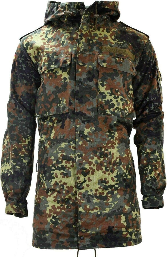 Original German Army Field Jacket Military Issue Hooded Parka Flecktarn ...
