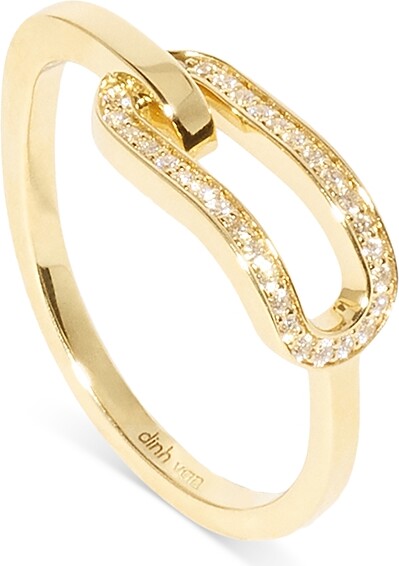 Dinh Van 18K Yellow Gold Maillon Diamond Pave Small Link Ring - ShopStyle