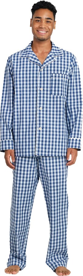 LAPASA Men's Woven Plaid Pyjama Set Long Sleeve Sleepwear Lounge PJ Pajama Top and Bottoms with ...