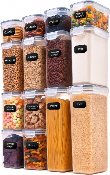 Cheer Collection Airtight Food Storage Container with Reusable Labels ...