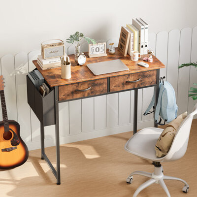 Inbox Zero Compact Computer Desk with Storage, Corner Desk, Writing ...