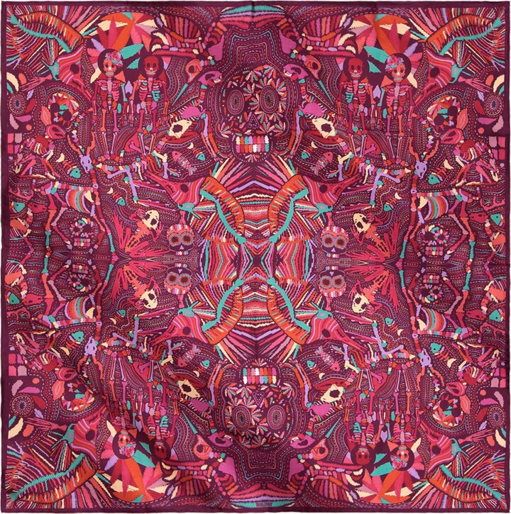 FOLKLAIRE Women's Red Mictlan Collection Silk Scarf Burgundy ...