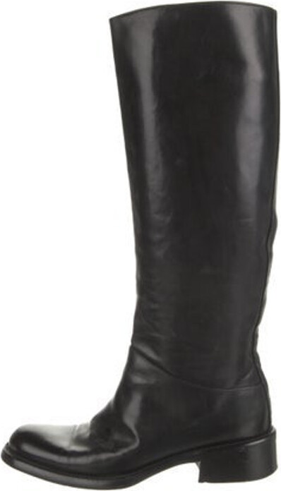 Prada Leather Riding Boots - ShopStyle
