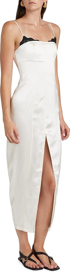 Fleur Du Mal Women's Silk & Lace Maxi Dress - Ivory - Size 0 - ShopStyle