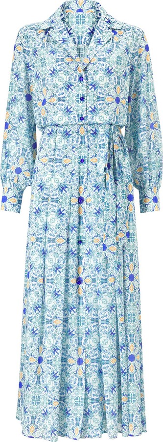 Ipakshi - Alanis Printed Silk Georgette Long Sleeve Maxi Dress - ShopStyle