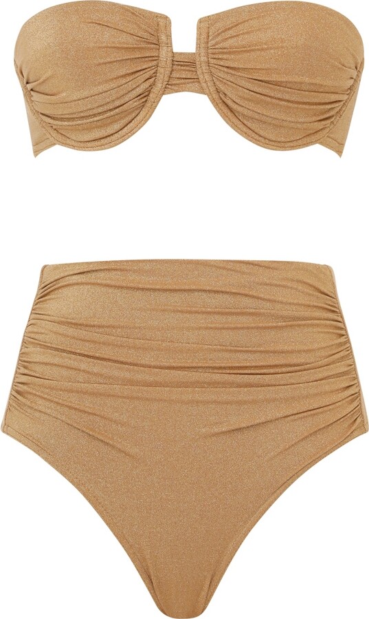 Zimmermann Junie Lurex Gathered Bikini Shopstyle Two Piece Swimsuits