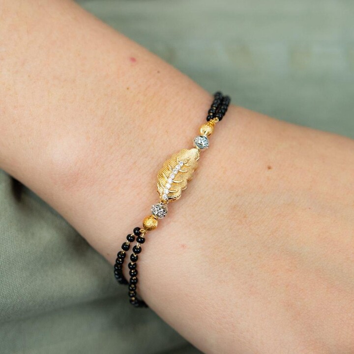 The Colourful Aura Indian Nazaria Gold Leaf Charm Bead Mangalsutra ...