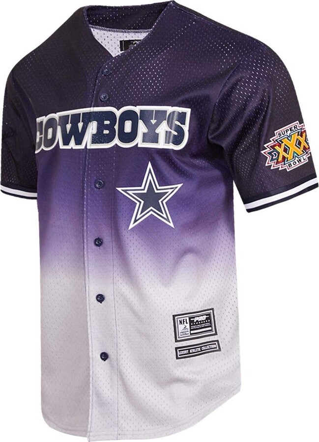 Men's Pro Standard Navy/White Dallas Cowboys Ombre Mesh Button-Up Shirt ...