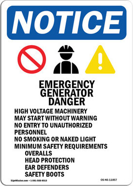 SignMission Notice - Emergency Generator Sign with Symbol - ShopStyle ...