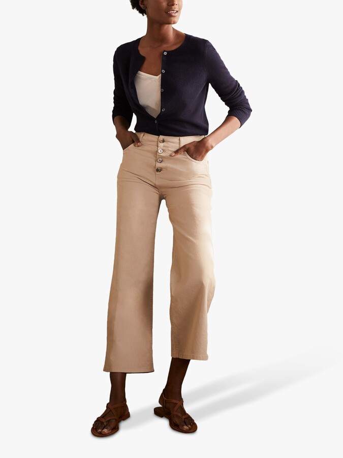 Boden Cashmere Cropped Crew Neck Cardigan, Navy - ShopStyle