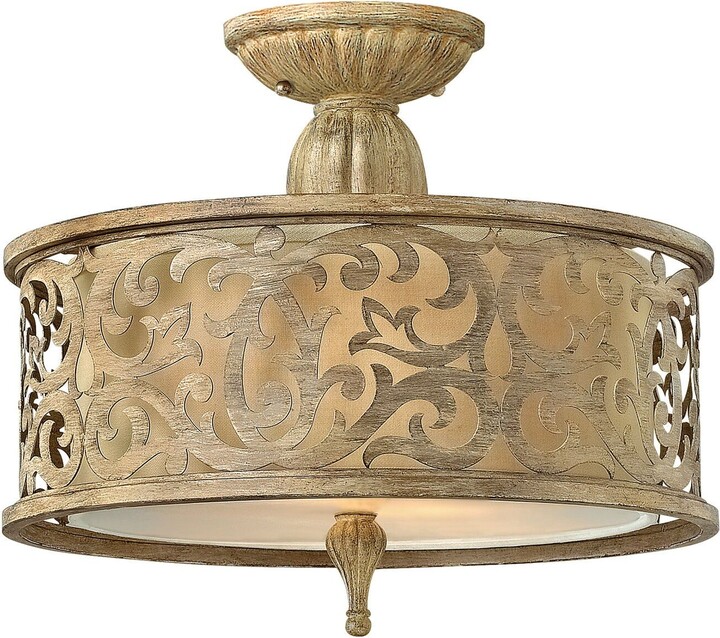 Loops 2 Bulb Semi Flush Light Brushed Champagne LED E27 100W Bulb ...