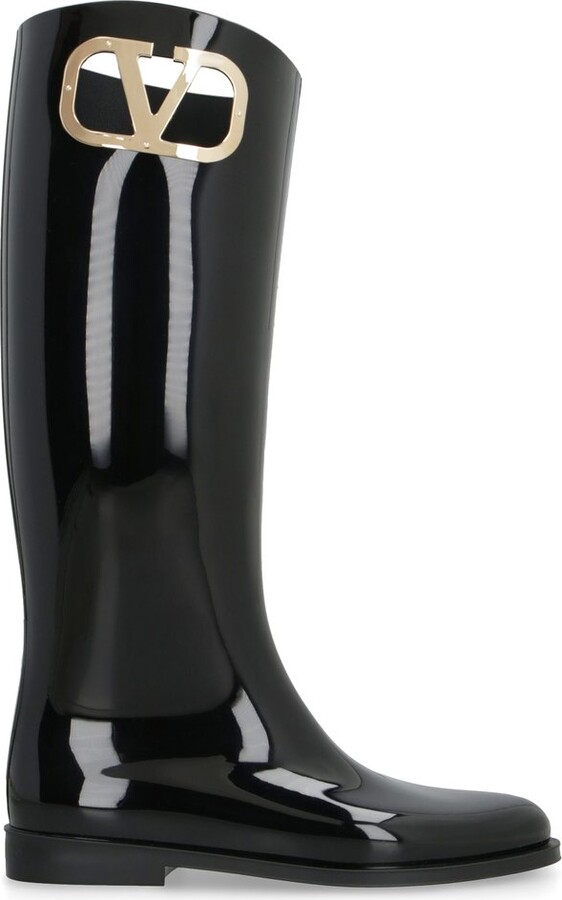 Valentino VLogo Type Round Toe Knee-High Boots - ShopStyle