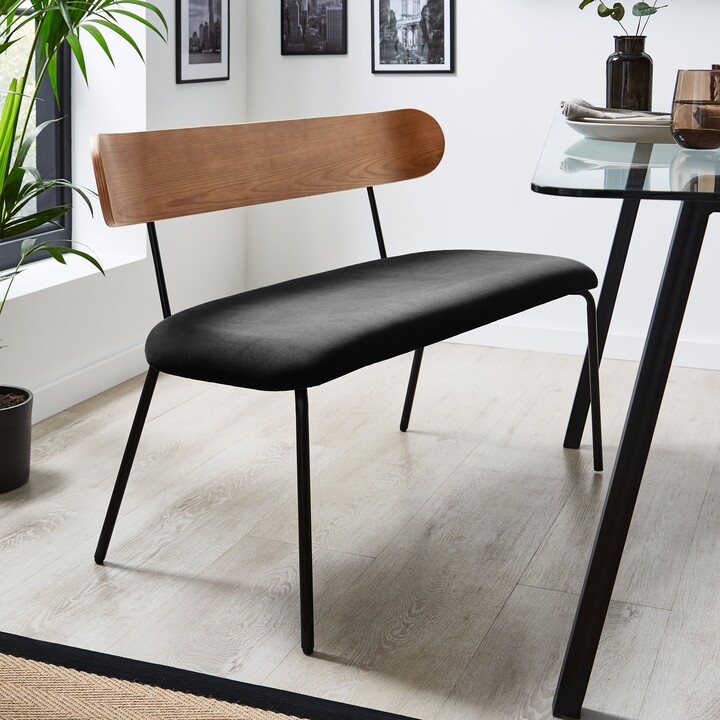 Dunelm Stannis Dining Bench, Velvet Black - ShopStyle