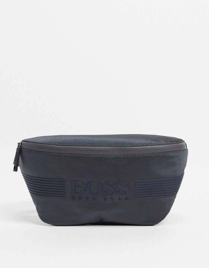 HUGO BOSS Pixel bumbag with large logo in grey - ShopStyle Backpacks