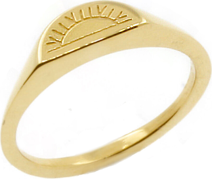 No 13 - Solid Gold Sun Signet Ring - ShopStyle