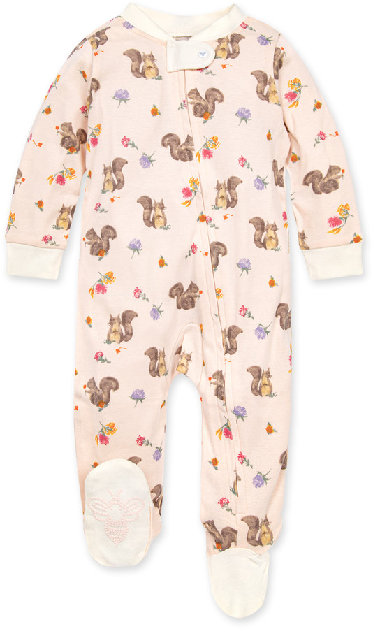 Burt's Bees Sharing Squirrels Organic Baby Zip Front Loose Fit Pajamas ...