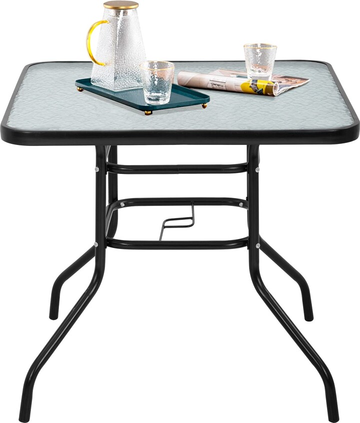 FDW Outdoor Table Patio Table Dining Table with Tempered Glass Umbrella ...