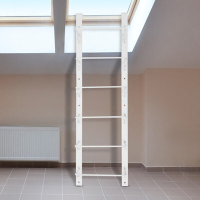 17 Stories Heavy-Duty Steel Window Well Ladder (6-Rung, White,67.32*19. ...