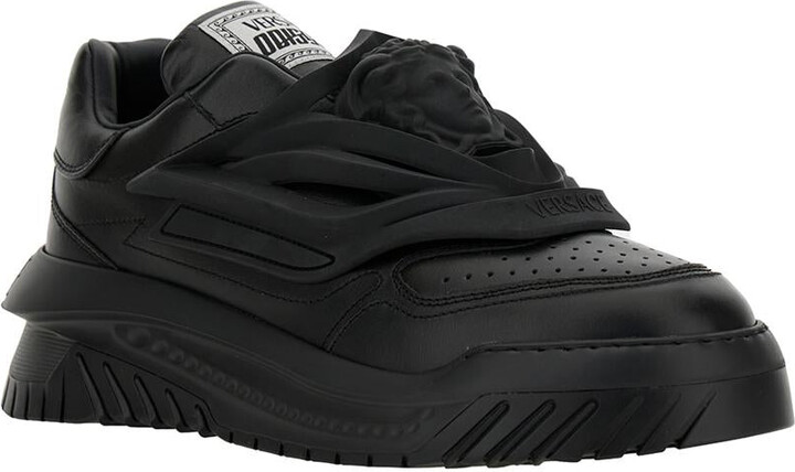 Versace 'Odissea' Black Low Top Sneakers with 3D Medusa Detail in ...