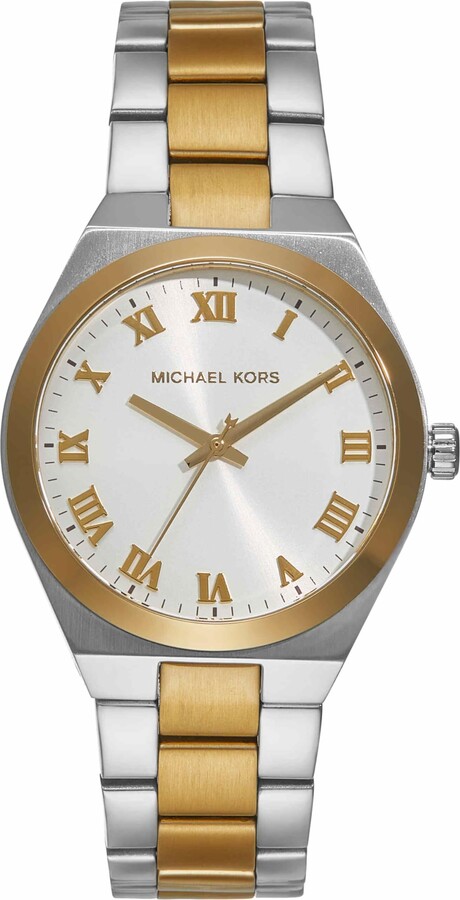 Michael Kors Women's Lennox Three-Hand Silver and Gold Two-Tone ...