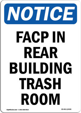 SignMission Facp in Rear Building Trash Room Sign - ShopStyle Home Office