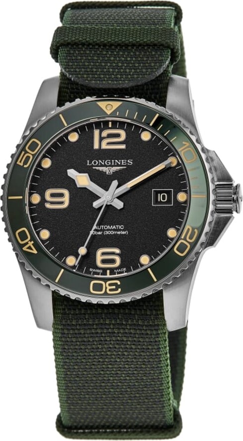 Longines HydroConquest Automatic 41mm Black Dial Fabric Strap Men's ...