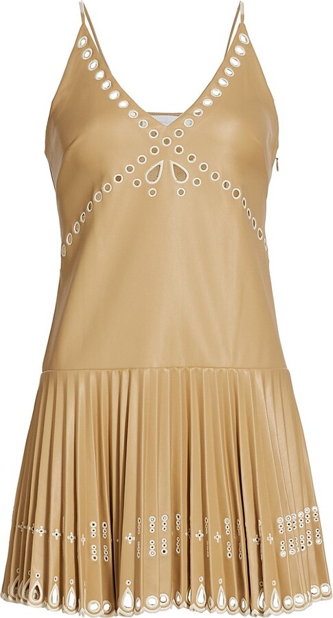 SIMKHAI Jerri Laser-Cut Vegan Leather Minidress - ShopStyle