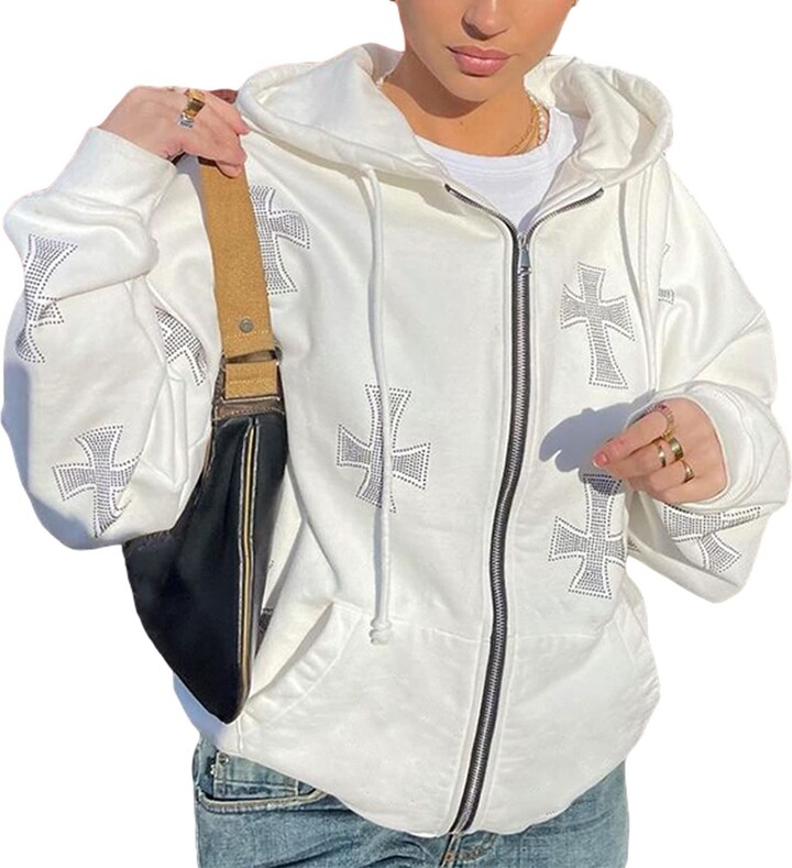 FeMereina Zip Up Hoodie Women Y2K Hoodies Skeleton Skull Print Goth Hoodie Oversized Aesthetic ...