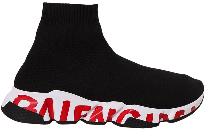 Balenciaga Black And Red Speed Sneakers - ShopStyle