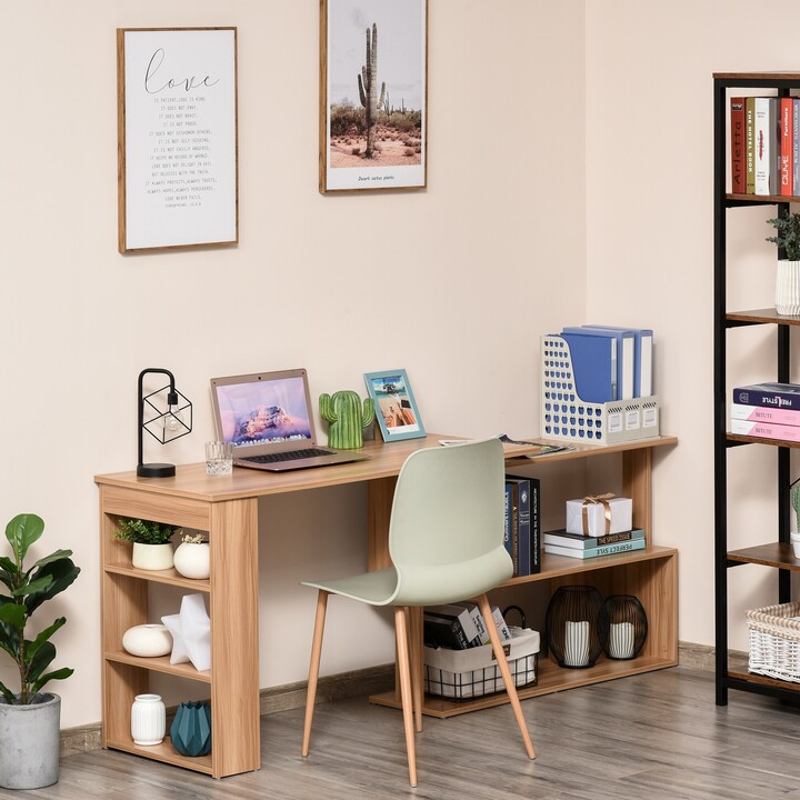 HomCom Modern L Shaped Rotating Computer Desk with Bookshelves - ShopStyle