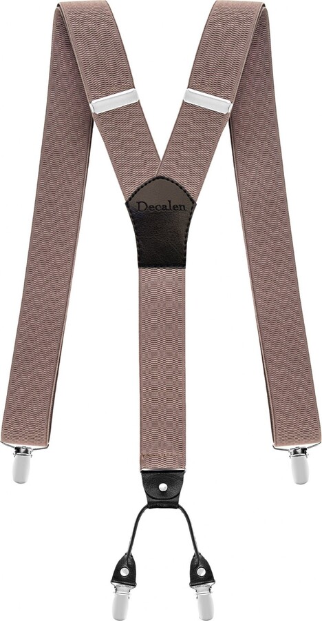 Decalen Mens braces wide adjustable and elastic suspenders Y shape 4 ...