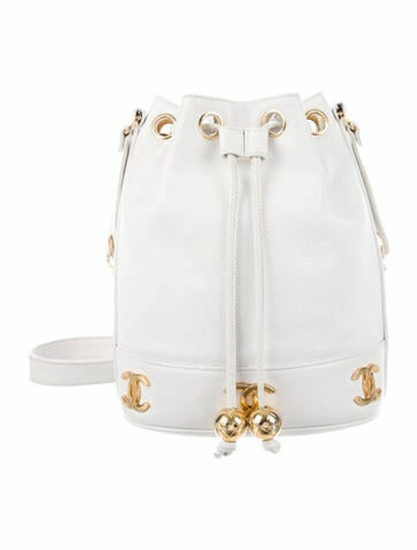 Chanel Vintage Caviar Bucket Bag White - ShopStyle