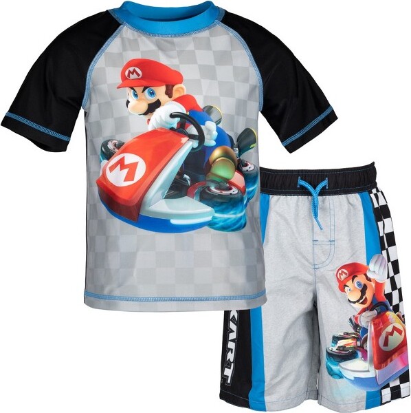 Nintendo Mario Kart Little Boys Swim Rash Guard Swim Trunks - ShopStyle