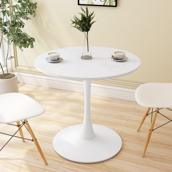 32"Modern Round Dining Table with Round MDF Table Top,Metal Base Dining ...