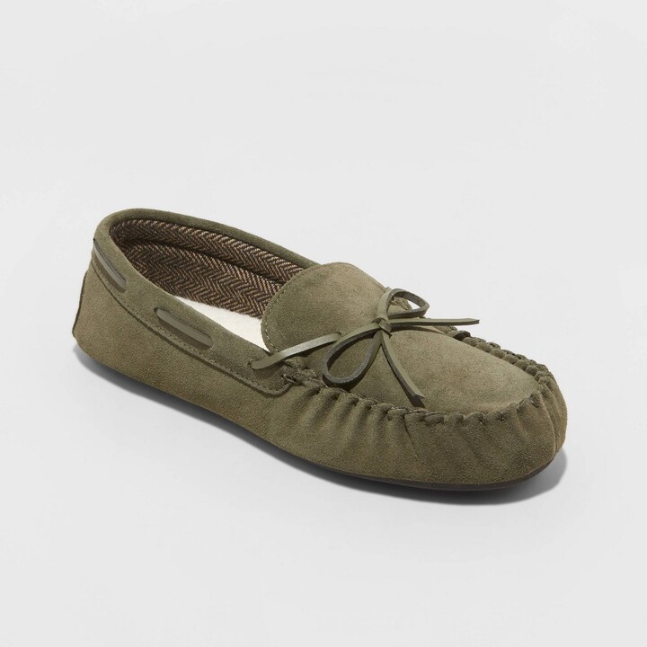 Men's Topher Moccasin Leather Slippers - Goodfellow & Co™ Olive Green 9 ...