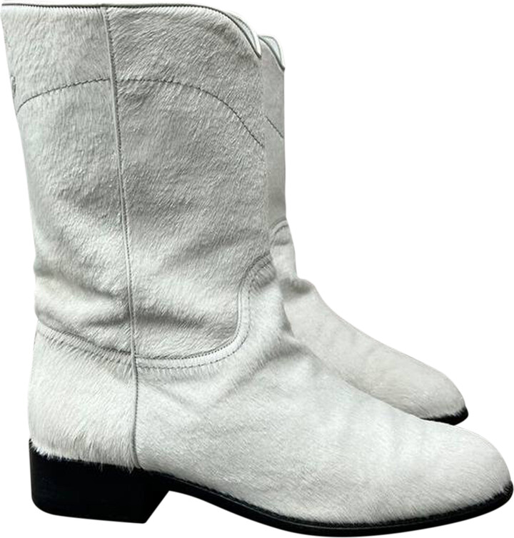 Chanel Pony-style calfskin western boots - ShopStyle