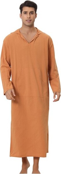 Lars Amadeus Lar Amadeu Men' Solid Color Side Split V Neck Hooded Long ...