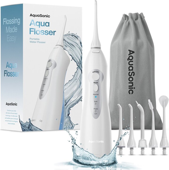 Aquasonic Aqua Flosser Professional Rechargeable Water Flosser + 4 Tips ...