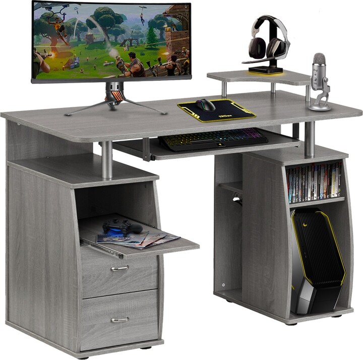 RASOO 2 Storage Drawers and Pull Out Keyboard Tray with Safety Stop ...