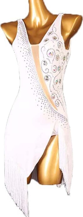 YDHTIZ Women's Fringe Latin Dresses Backless Ballroom Dancing Costume Tango Cha Cha Rumba ...