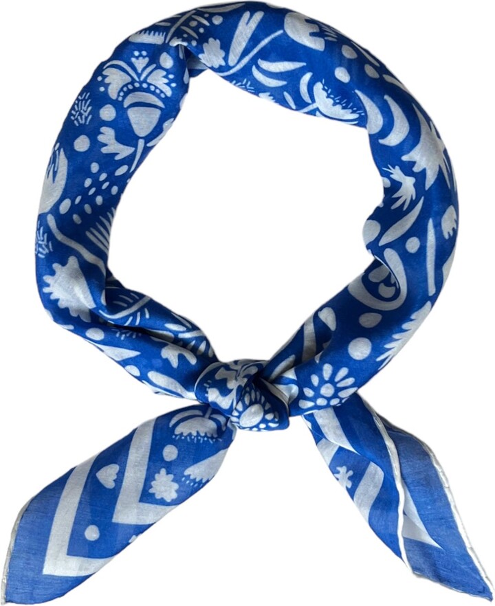 Mur by Ayca Women's Blue Flowers Bandana - ShopStyle Scarves & Wraps