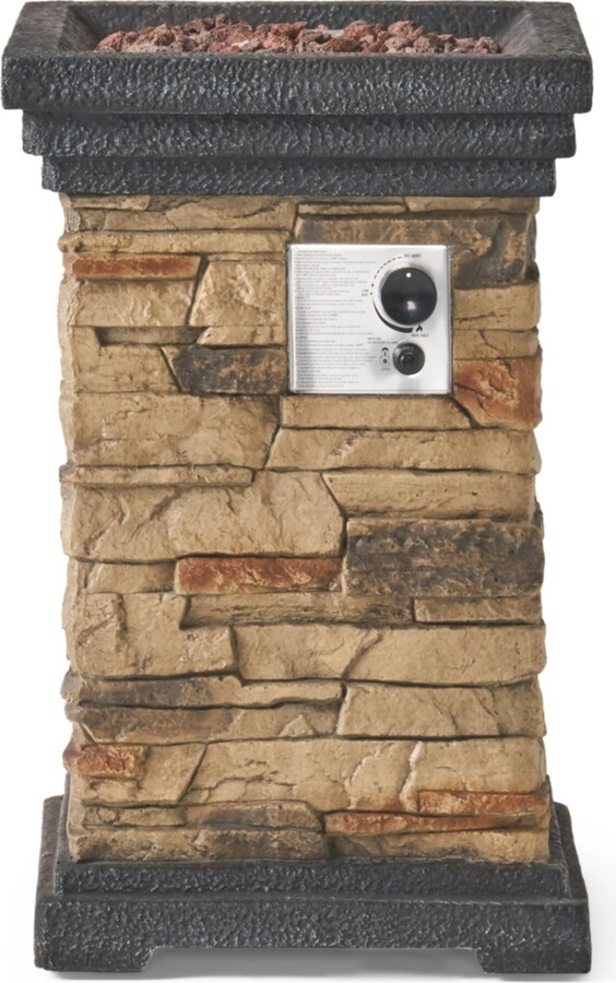Simplie Fun Natural Stone Fire Column with Lava Rocks for Outdoor ...