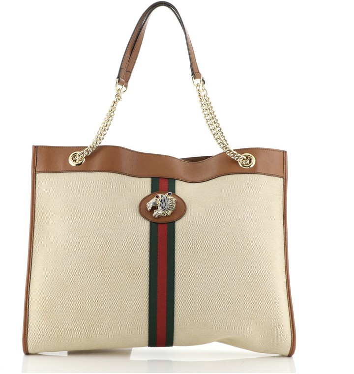 Gucci Rajah Chain Tote Canvas Large - ShopStyle Bags