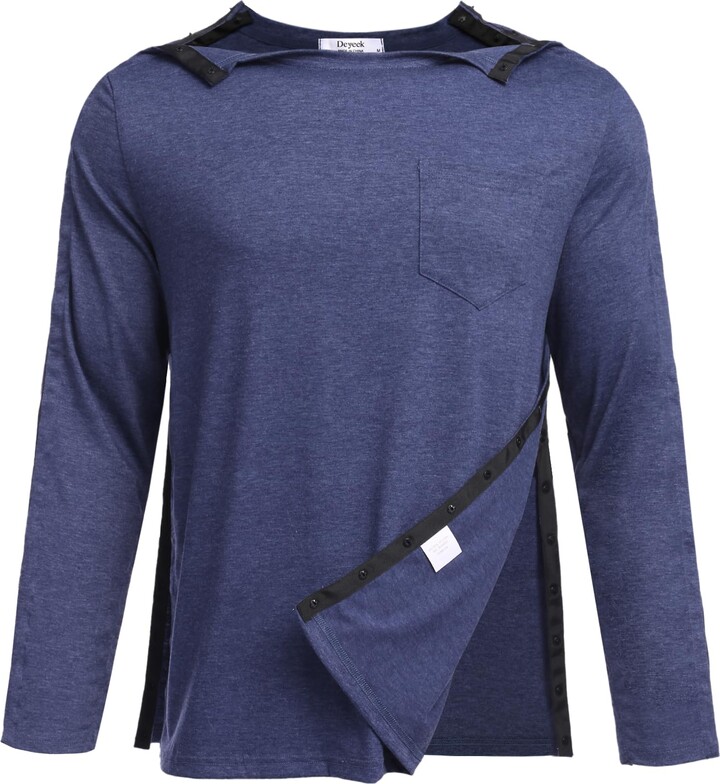 Deyeek Men's Post Shoulder Surgery Recovery Shirts Full Tear Away Long ...