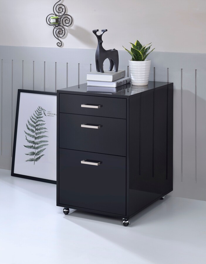 Tiramisu Coleen File Cabinet, Black High Gloss & Chrome - ShopStyle Chests