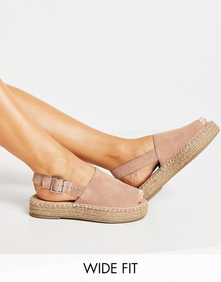 Simply Be extra wide fit slingback flatform sandal in stone - ShopStyle