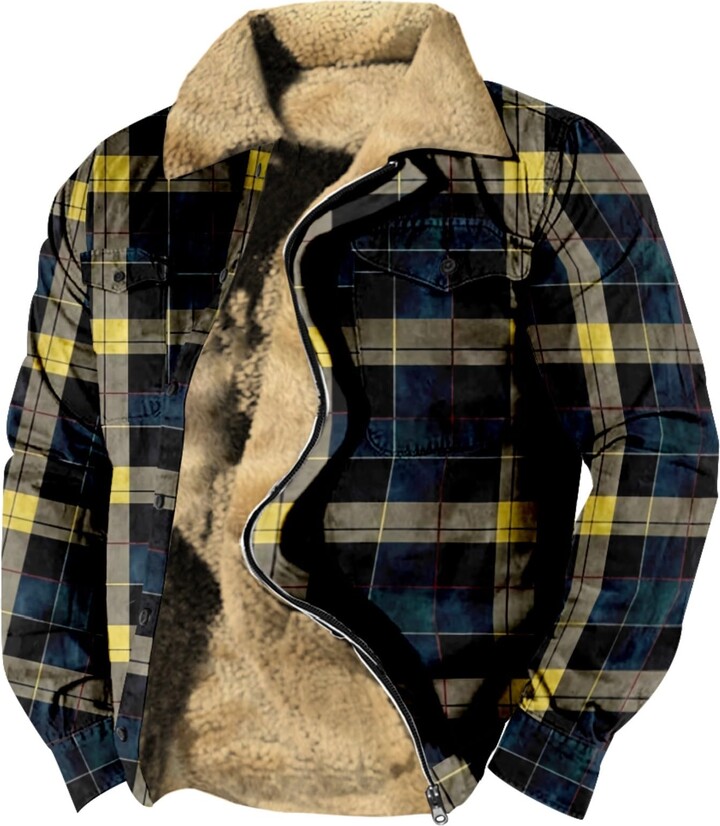 Luckywaqng Warm Lined Wool Check Shirt Jacket for Men - ShopStyle