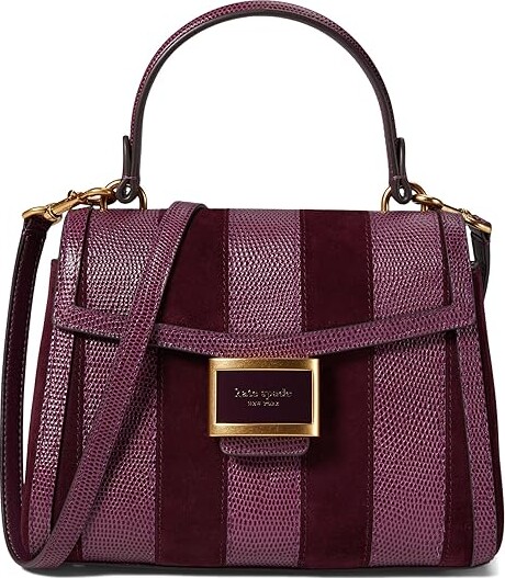 Kate Spade Katy Striped Lizard Embossed Leather and Suede Small Top ...