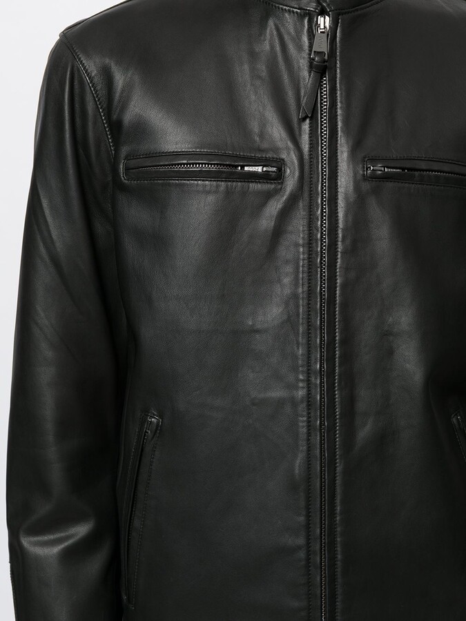 Polo Ralph Lauren Cafe Racer leather jacket - ShopStyle