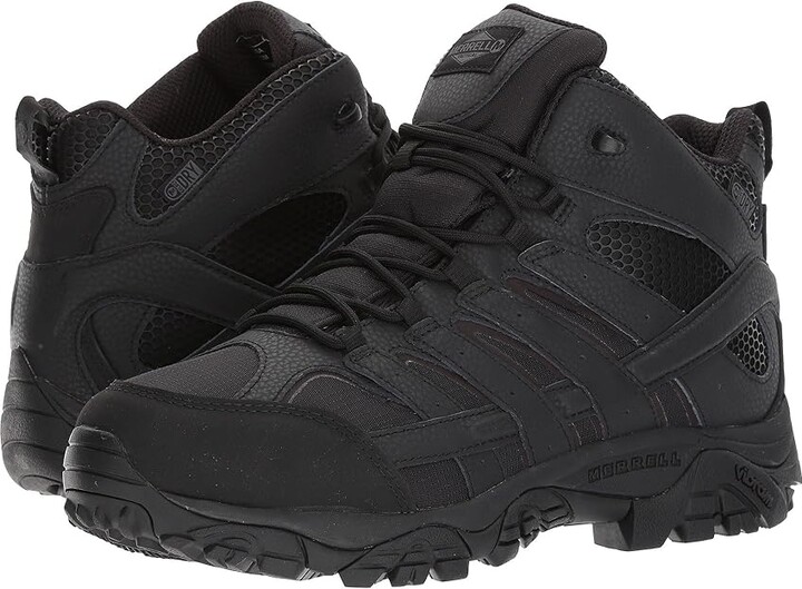 Merrell Work Moab 2 Mid Tactical Waterproof (Black) Men's Lace-up Boots ...